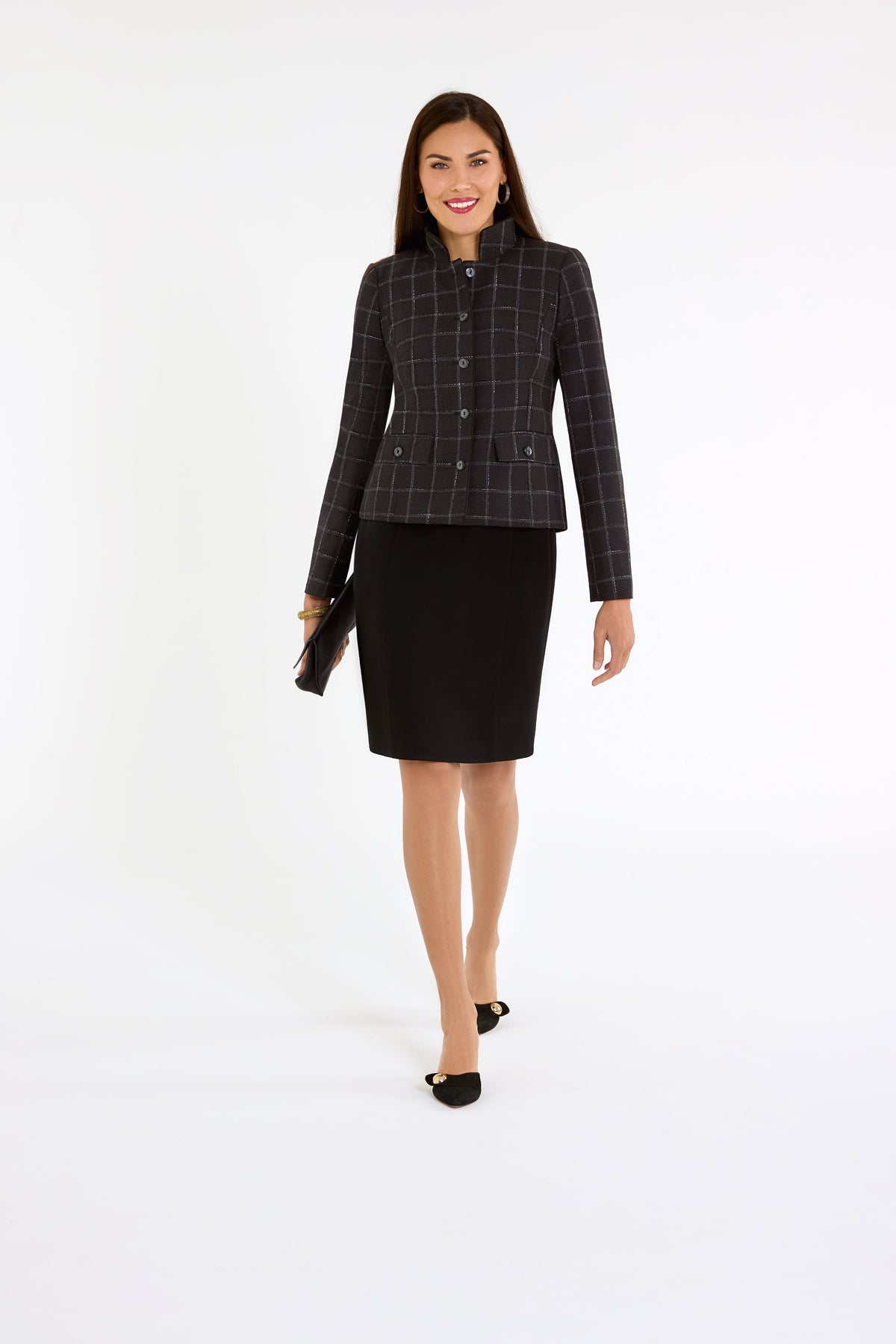 Charcoal Windowpanes Stretch Metro | Nina McLemore